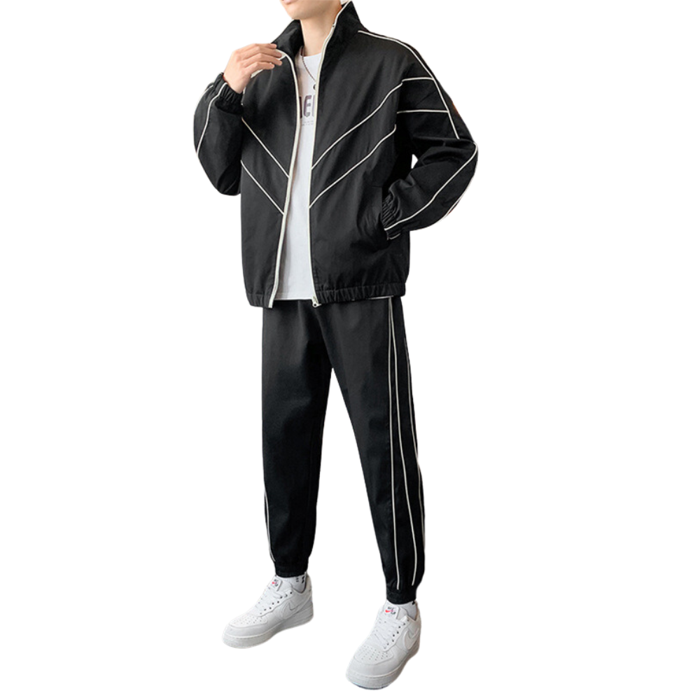 Reflective Stripes Tracksuit - Black – ReflectiveClo