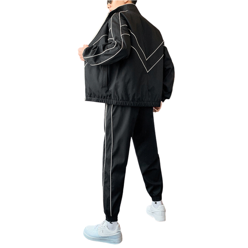 Reflective Stripes Tracksuit - Black – ReflectiveClo