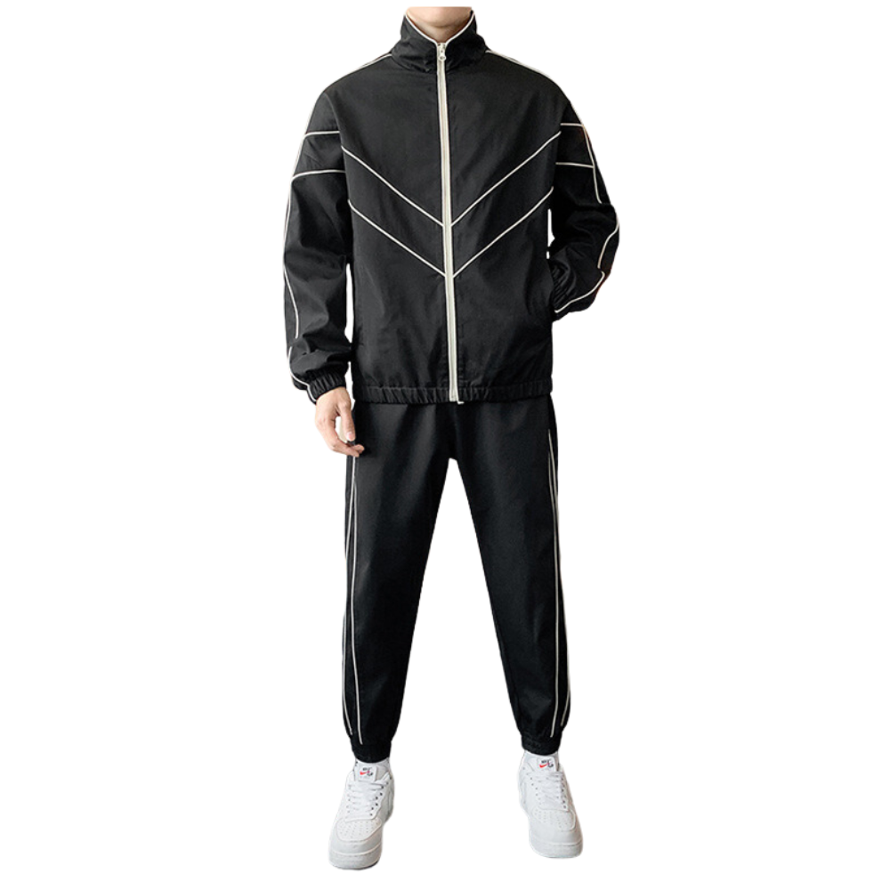 Reflective Stripes Tracksuit - Black – ReflectiveClo