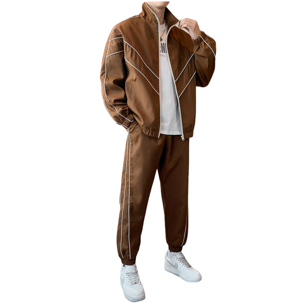 Reflective Stripes Tracksuit - Brown – ReflectiveClo