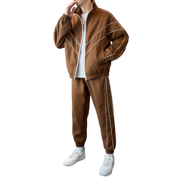 Reflective Stripes Tracksuit - Brown – ReflectiveClo