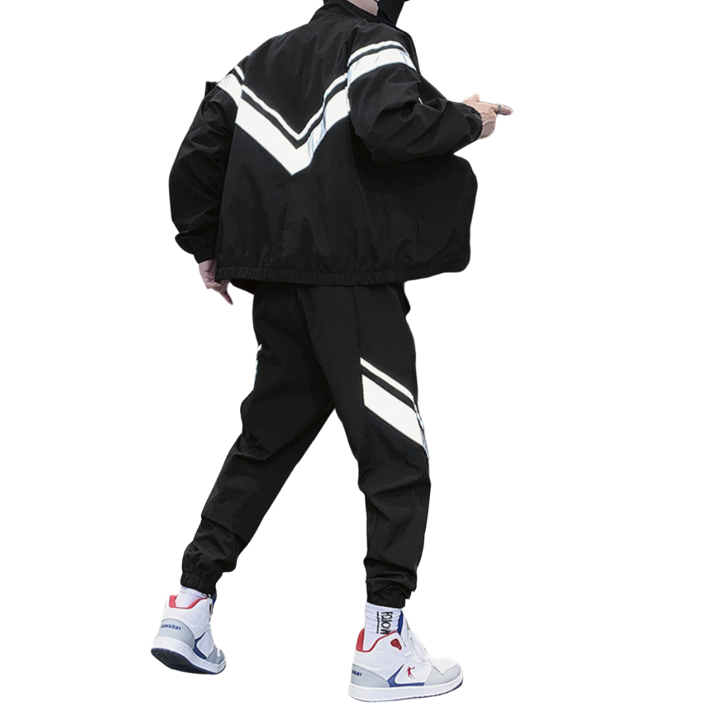 Black Tracksuit with Reflective Stripes – ReflectiveClo