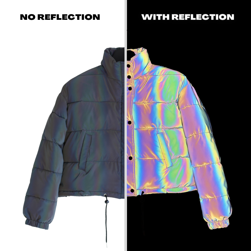 Holographic Cropped Puffer Jacket – ReflectiveClo